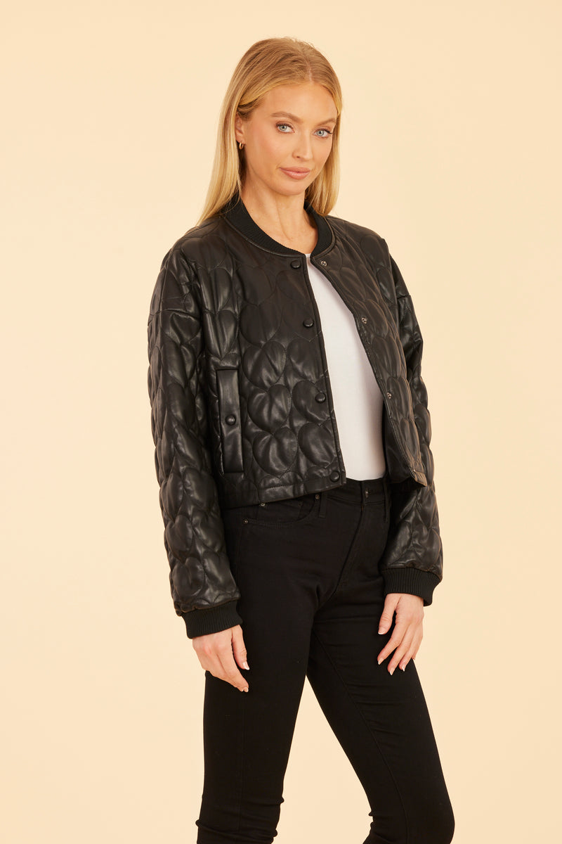 Faux Leather Heart Quilted Jacket – Dolce Cabo